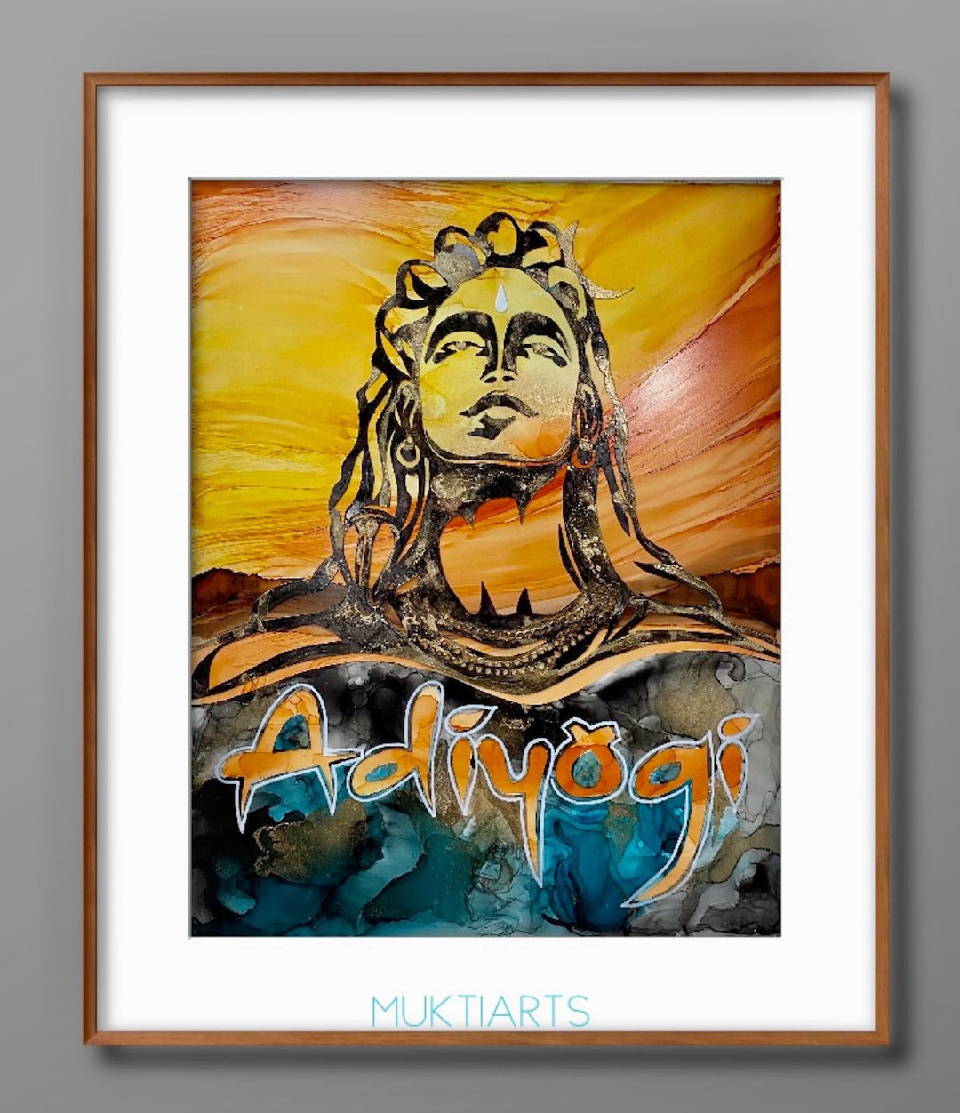 Adiyogi Lord Shiva Alcohol Ink Painting – Original Contemporary Wall ...
