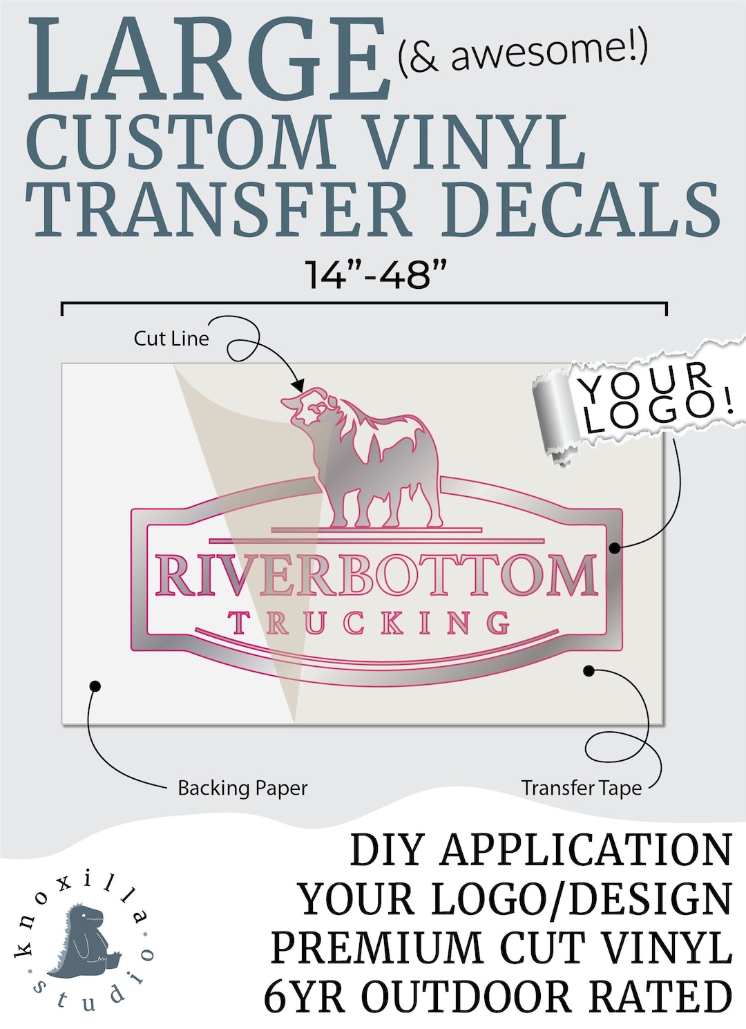 Large Custom Vinyl Transfer Decals Your Design/logo Permanent ...