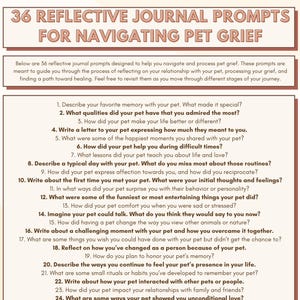 36 Reflective Journal Prompts for Navigating Pet Grief; Pet Grief ...