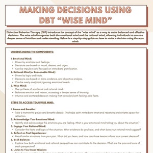 DBT Wise Mind Worksheet: Decision Making, Therapy Resource (digital Download) - Etsy