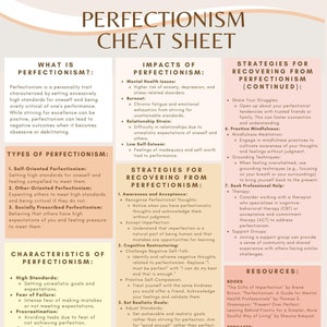 Perfectionism Cheat Sheet Understanding Perfectionism Recovering From ...