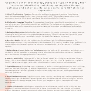 Core CBT Skills for Depression; Depression Resources; Managing ...