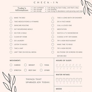 Daily Self-care Check-in - Etsy