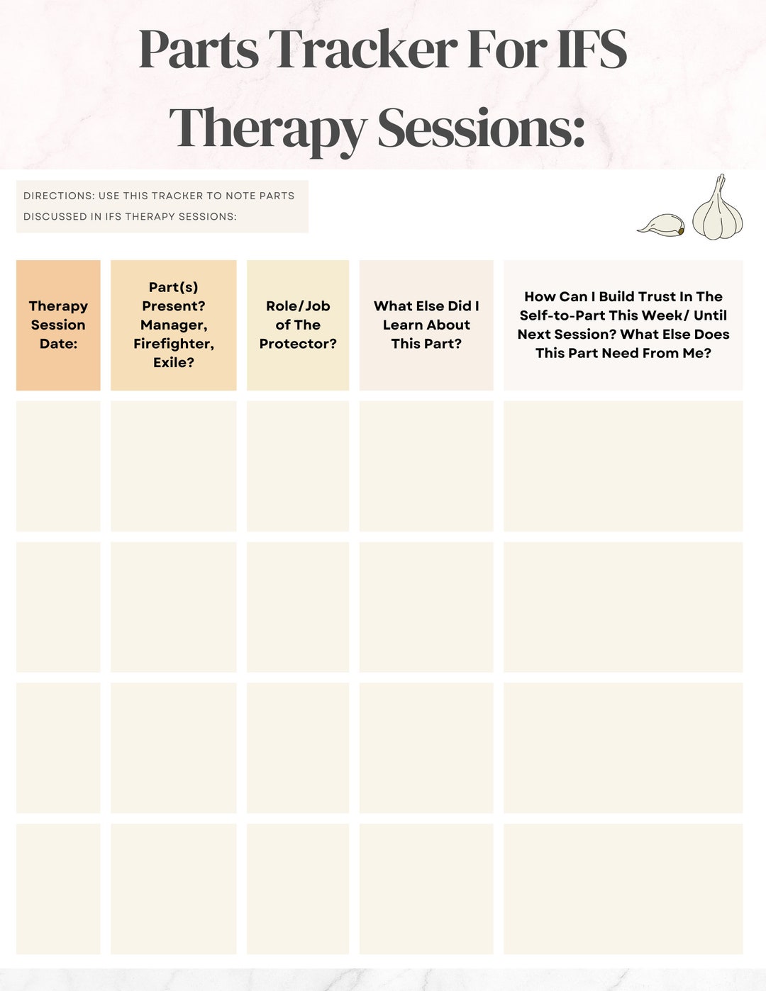 IFS Therapy Session Parts Tracker - Etsy