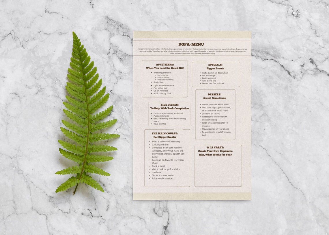 Dopamine Menu Dopa Menu ADHD Tool - Etsy