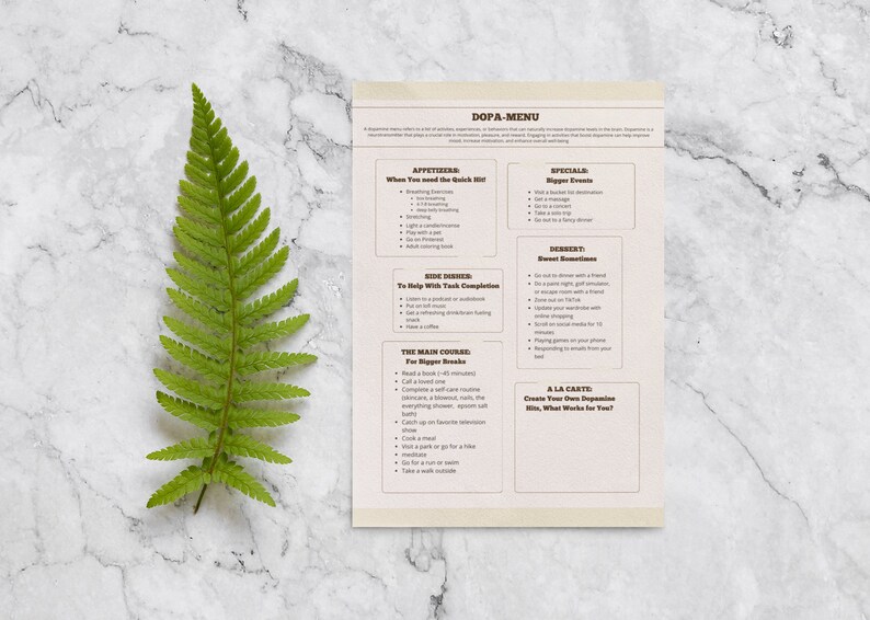 Dopamine Menu Dopa Menu ADHD Tool - Etsy
