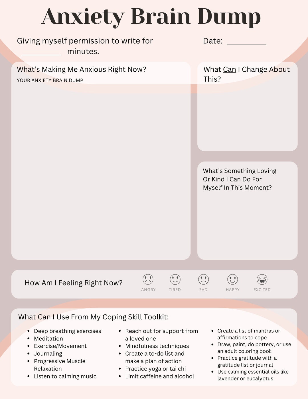 Anxiety Brain Dump - Etsy