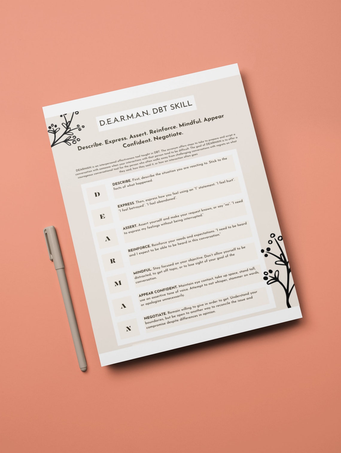 DEARMAN DBT Skill - Etsy