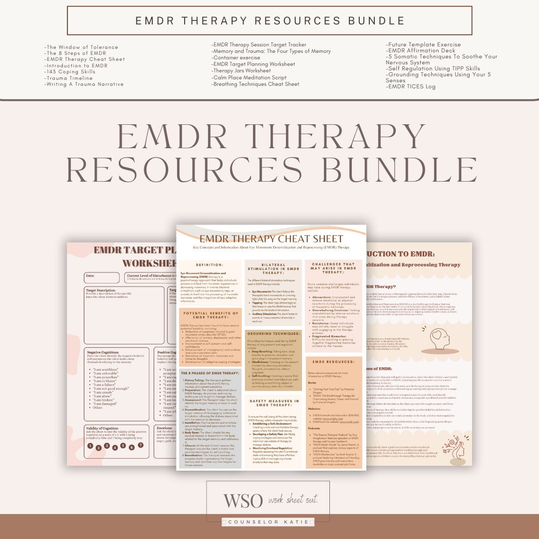 EMDR Therapy Resources Bundle: Worksheets & Cheat Sheets - Etsy