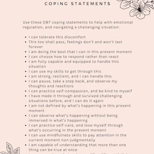 DBT Coping Statements - Etsy