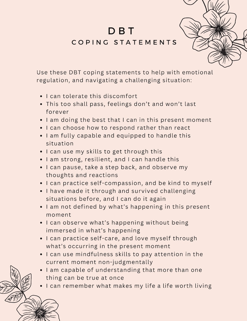 DBT Coping Statements - Etsy