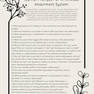 Anxious Attachment: Journal Prompts - Etsy