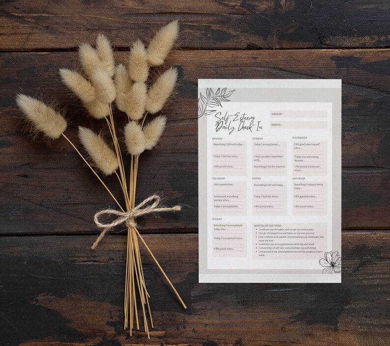 Self-esteem Daily Check-in - Etsy