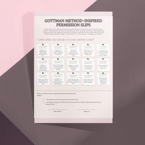 Gottman Method-inspired Permission Slips; Gottman Therapy; Gottman ...