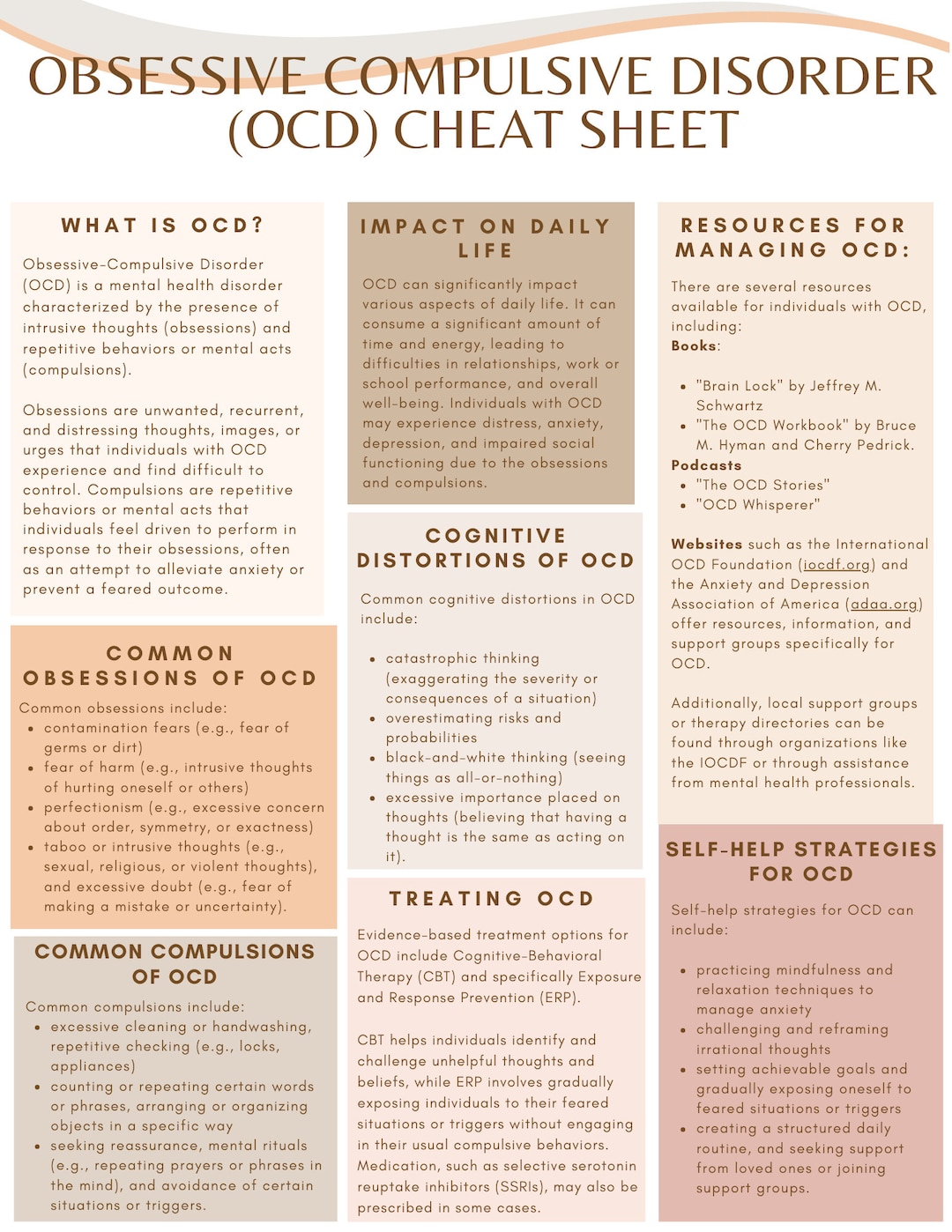 OCD Cheat Sheet; Obsessive Compulsive Disorder Cheat Sheet; Obsessive Compulsive Disorder ...