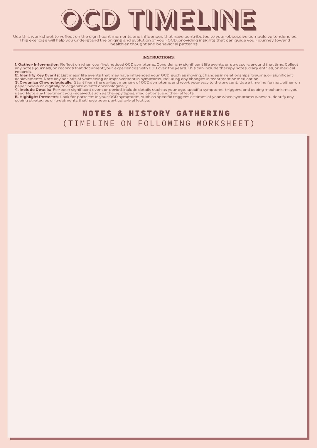 OCD Timeline; Obsessive Compulsive Disorder; OCD Timeline Resources; OCD Resources; Obsessive ...