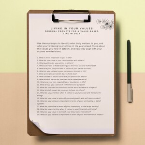 ACT Living in Your Values Journal Prompts - Etsy