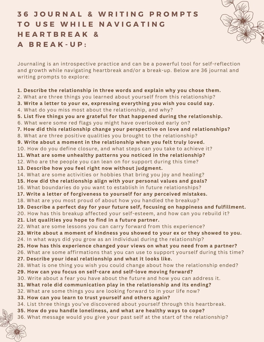 36 Journal Prompts for Navigating Heartbreak and Break-ups; Break-up ...