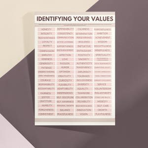 Values Identification Worksheet: ACT Therapy Resource - Etsy