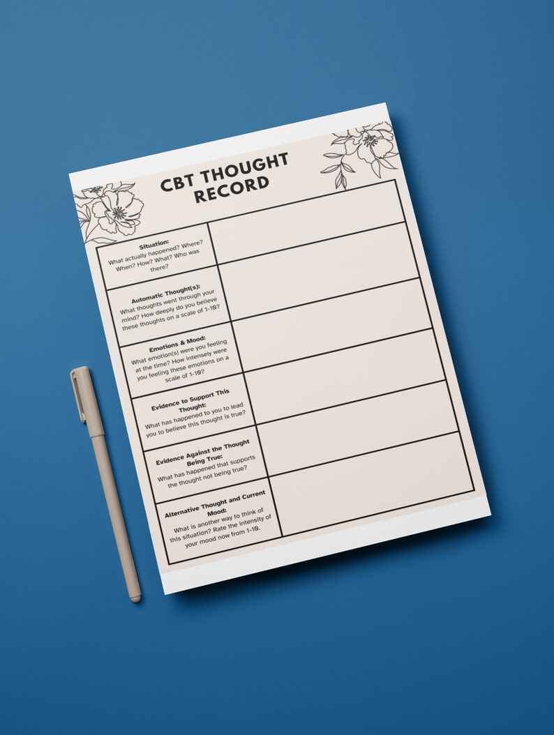 CBT Thought Record - Etsy