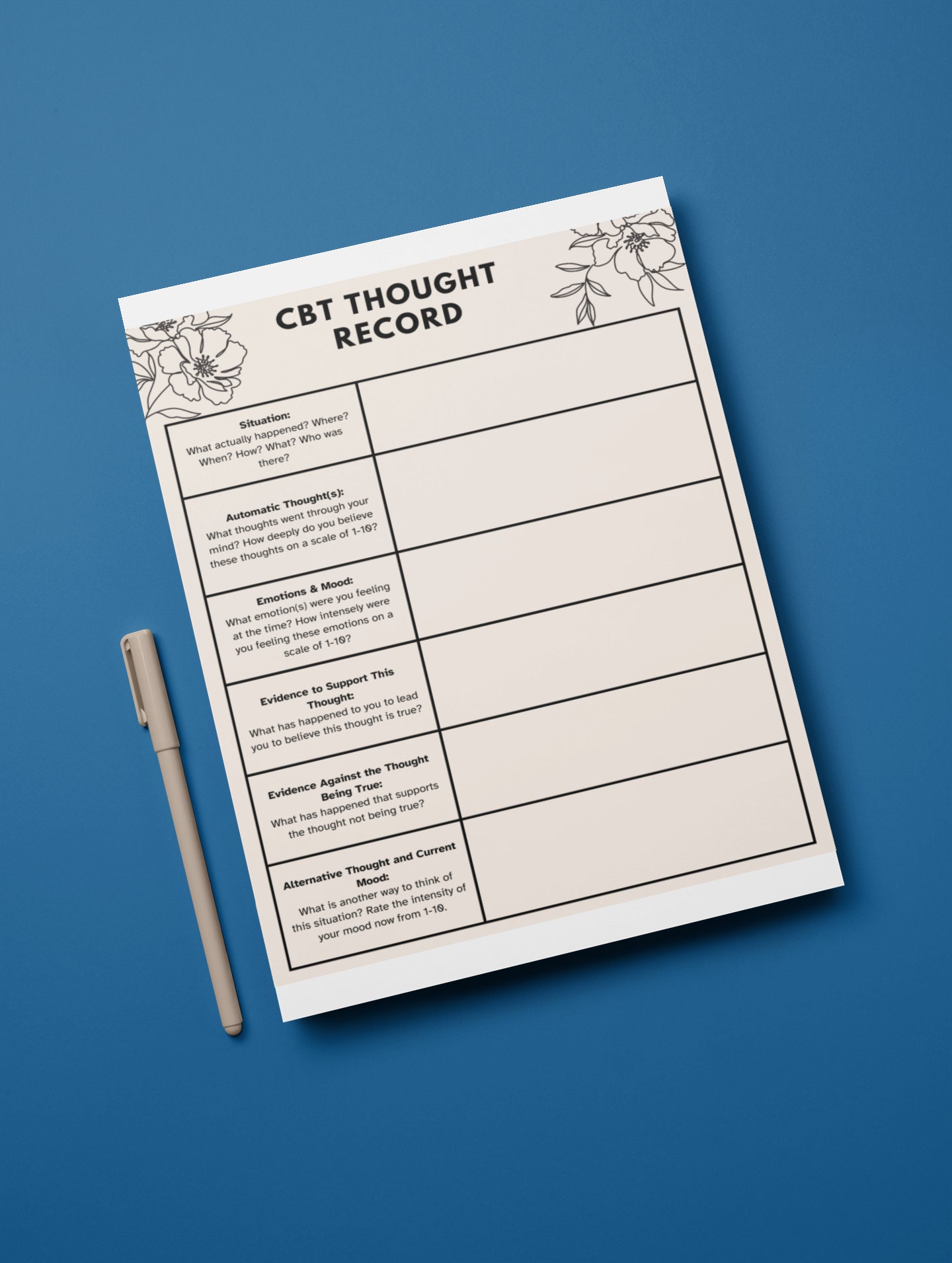 CBT Thought Record - Etsy