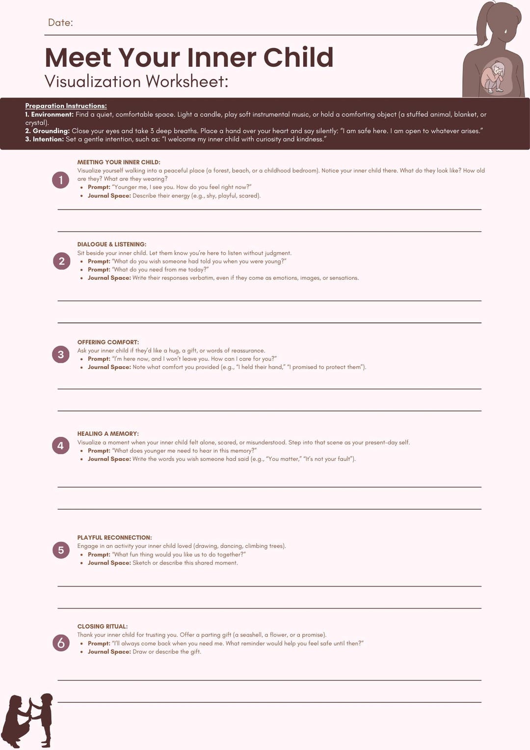 Meet Your Inner Child Visualization Worksheet; Inner Child Healing ...