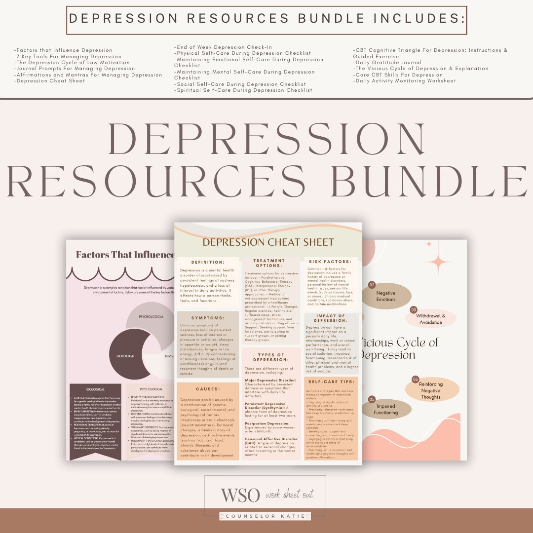 Depression Resources Bundle; Depression Tools; Resources for Managing ...