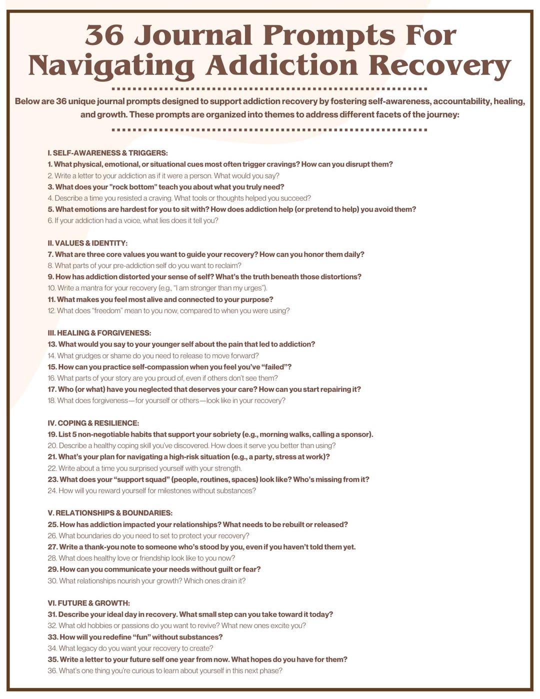 36 Journal Prompts for Navigating Addiction Recovery; Addiction ...