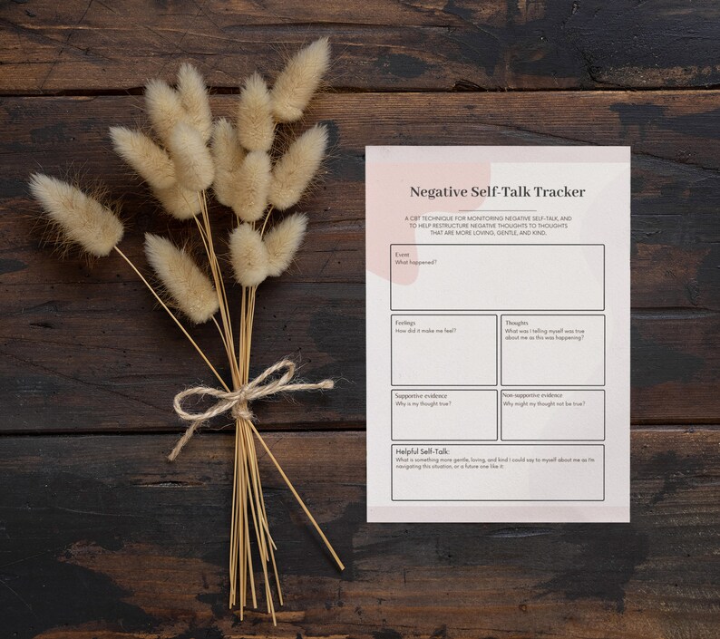 Negative Self-talk Tracker Inner Critic Work Negative Self-talk ...
