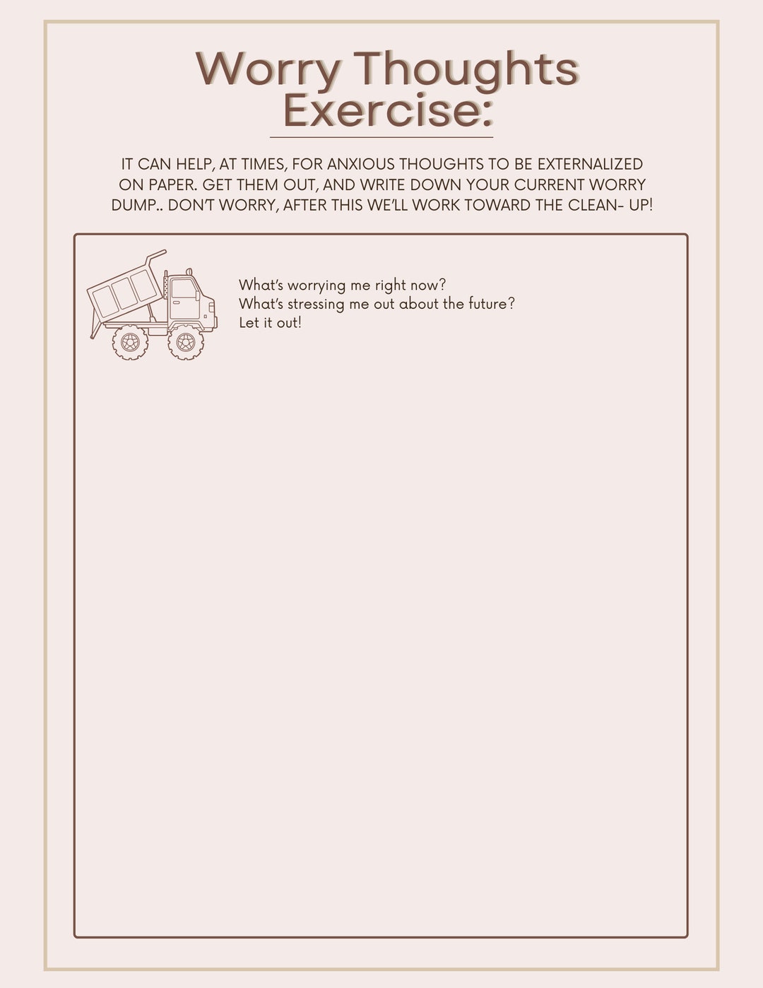 Worry Thoughts Exercise; Worry Dump; Anxiety Tools; Anxiety Resources ...