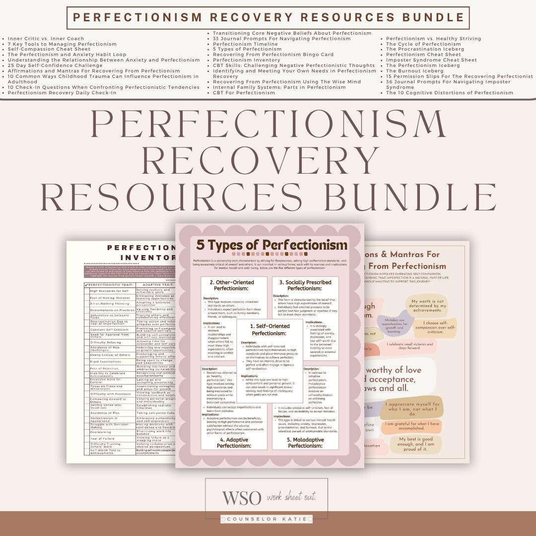 Perfectionism Recovery Resources Bundle: Therapy Worksheets (digital ...