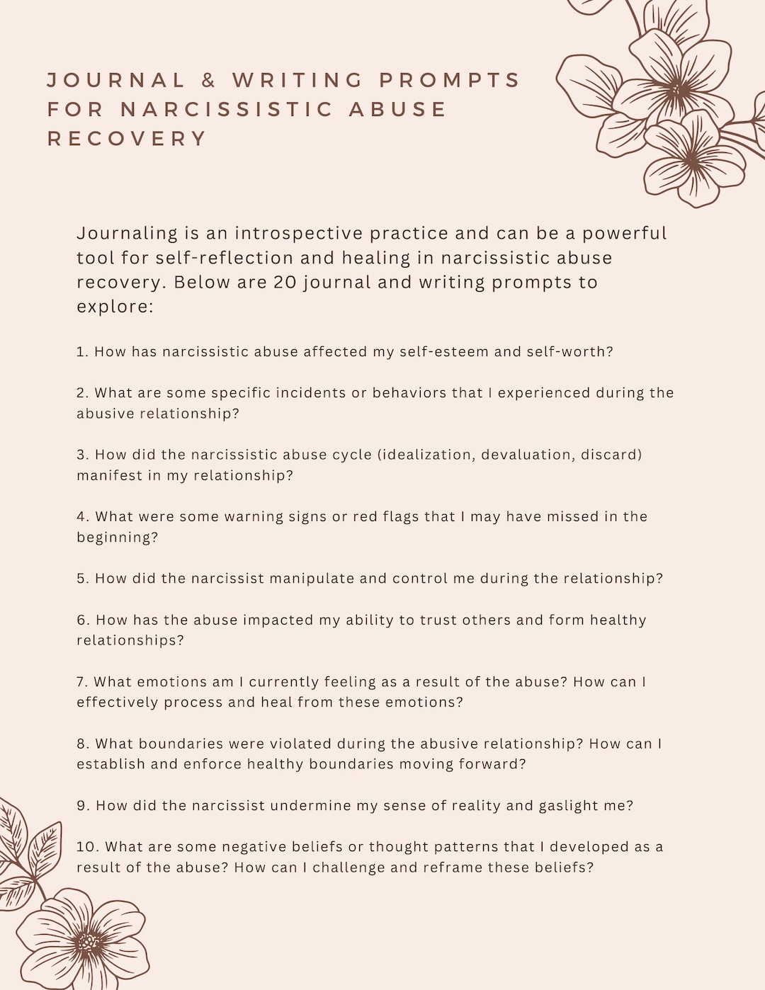 Journal and Writing Prompts for Recovering From Narcissistic Abuse ...