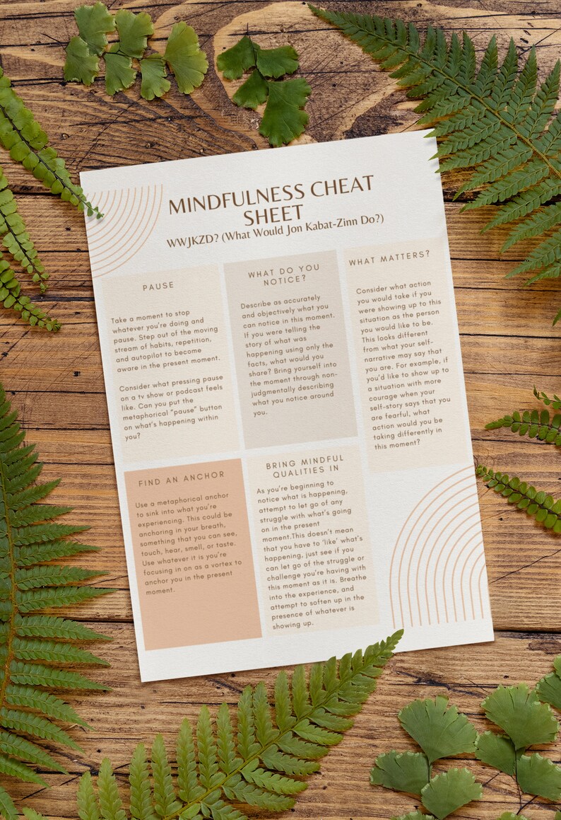 Mindfulness Cheat Sheet DBT & ACT - Etsy