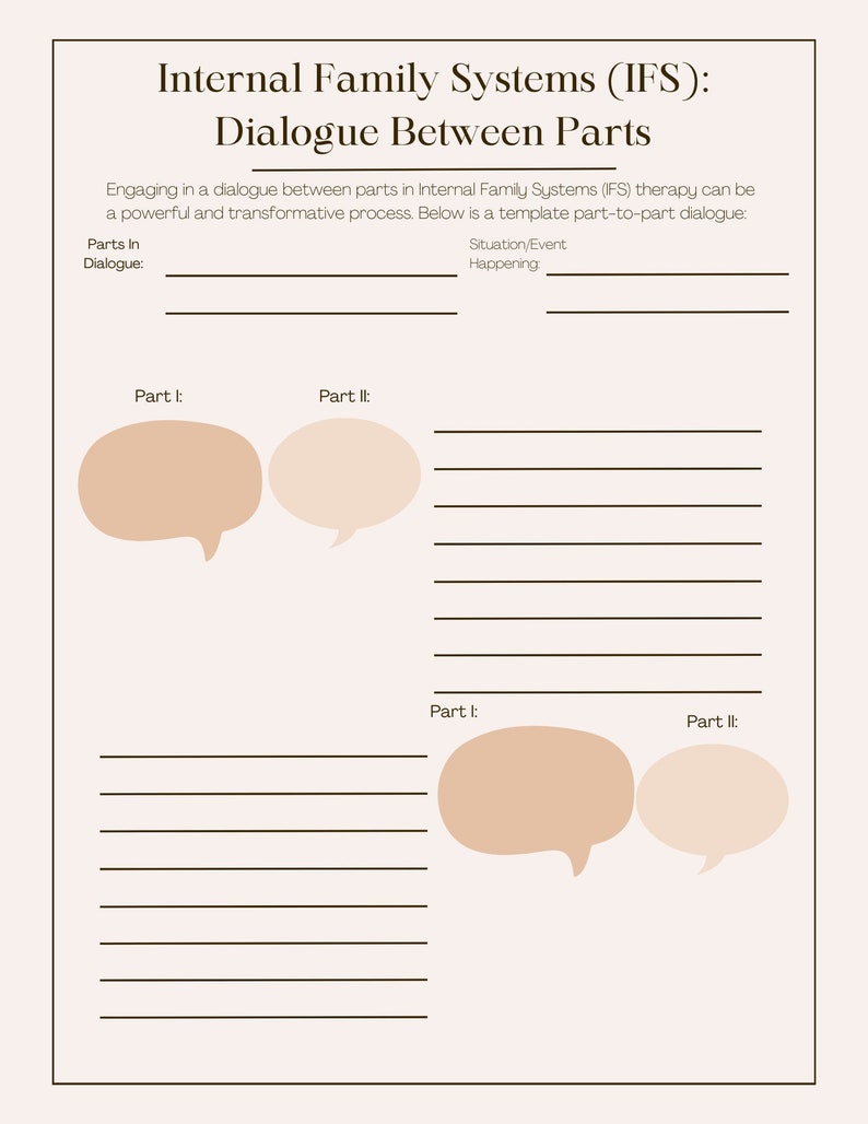 Buy IFS Parts Work Dialogue Template: Internal Family Systems Therapy ...