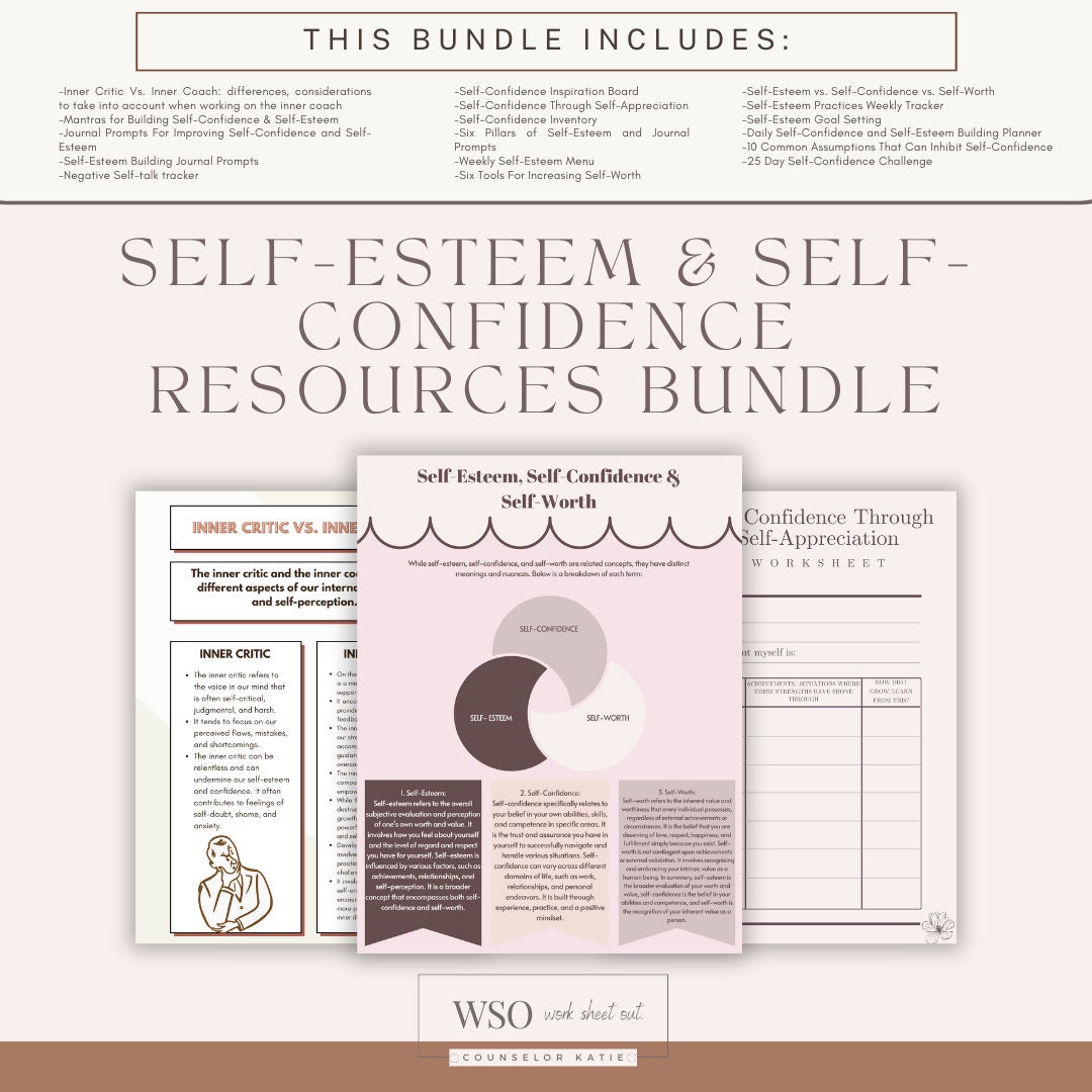 Self-esteem and Self-confidence Resources Bundle Self-esteem Building ...