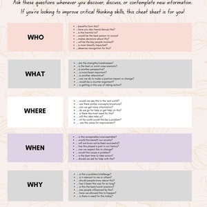Critical Thinking Skills Cheat Sheet - Etsy