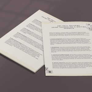 DBT Skill Building Using Journaling and Writing Prompts; DBT Skills ...