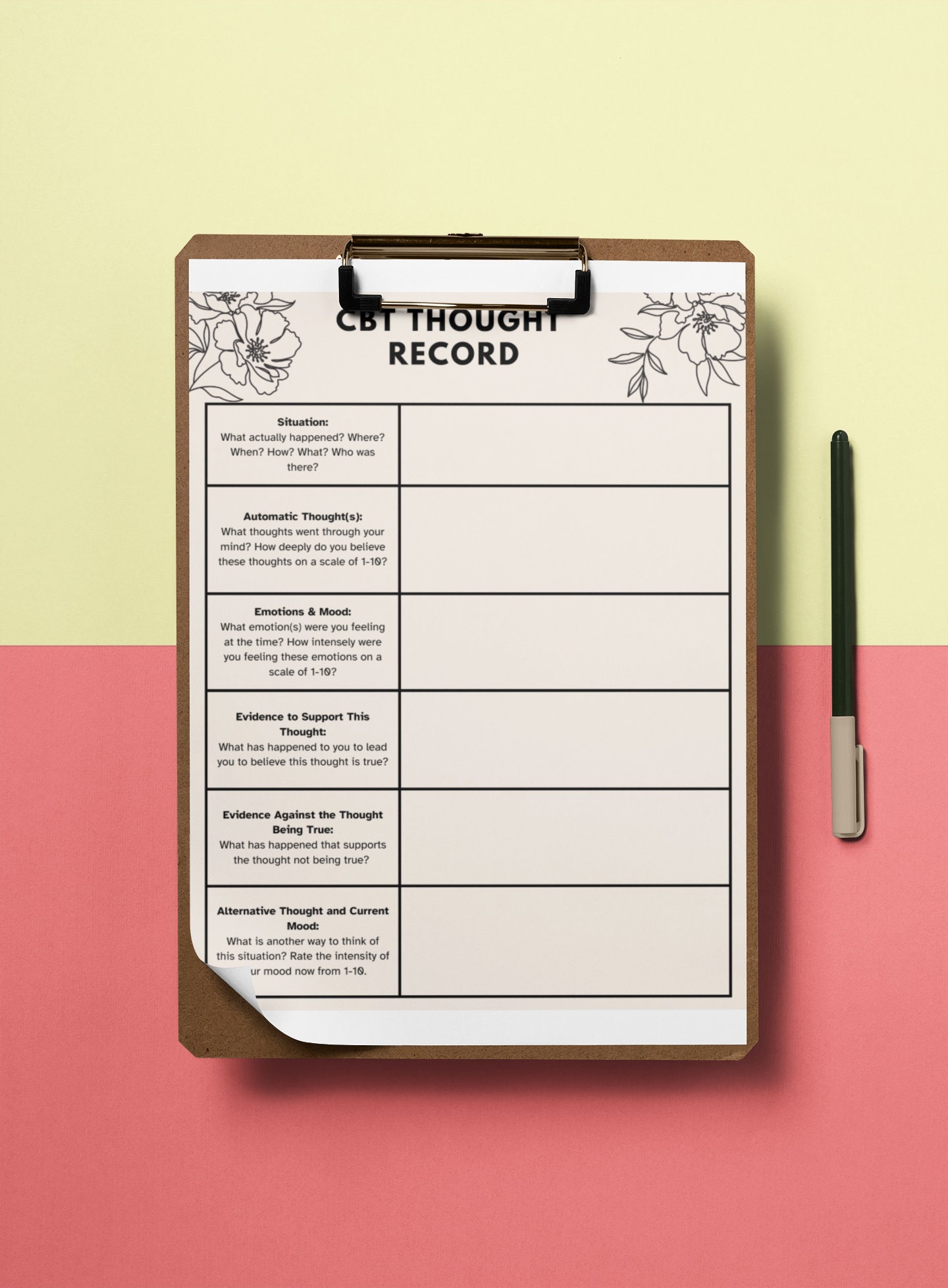 CBT Thought Record - Etsy