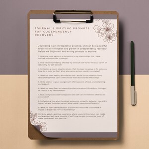 Codependency Recovery Journal: 20 Self-reflection Prompts - Etsy