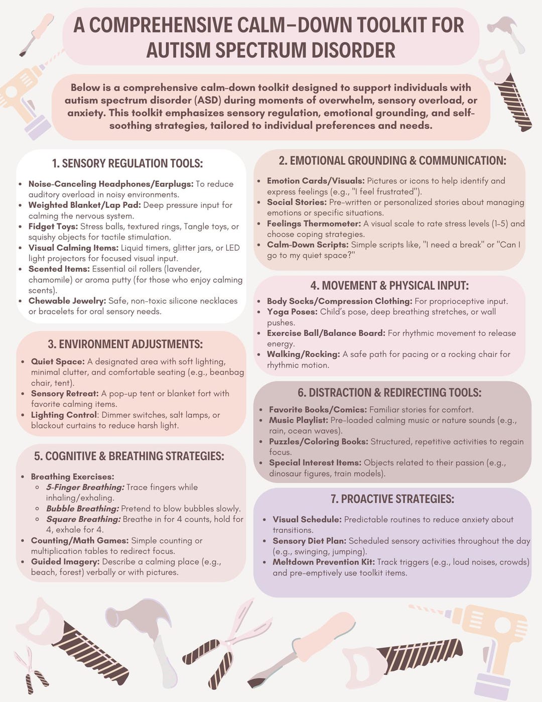 A Comprehensive Calm-down Toolkit for Autism Spectrum Disorder; Autism ...