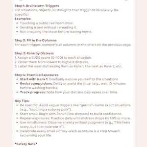Exposure Therapy Hierarchy for OCD; Exposure Therapy Resources for OCD ...