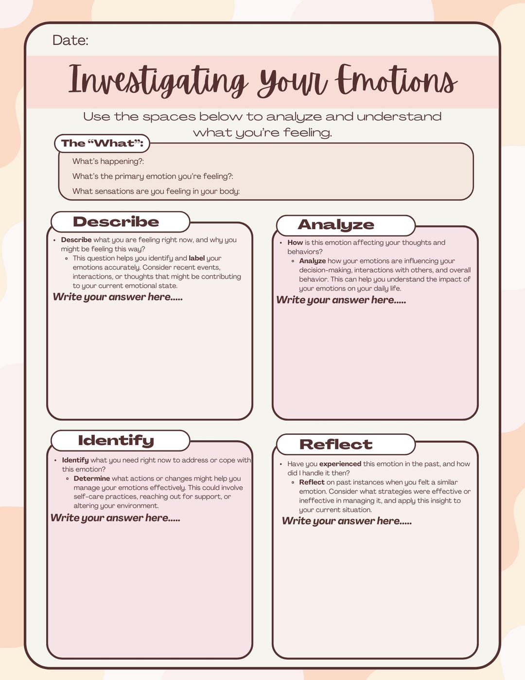 Investigating Your Emotions; Understanding Your Emotions; Working ...