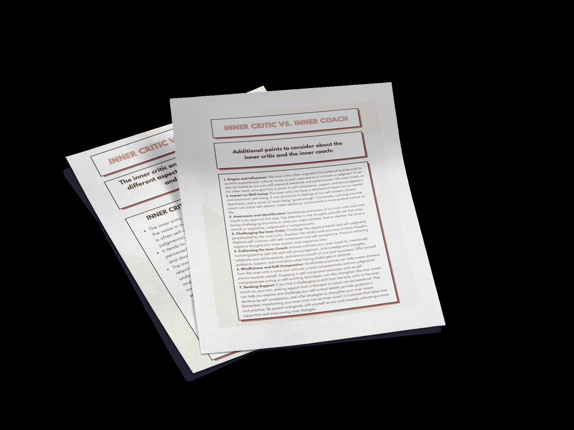 Inner Critic Vs. Inner Coach Inner Critic Work Self-esteem Self ...