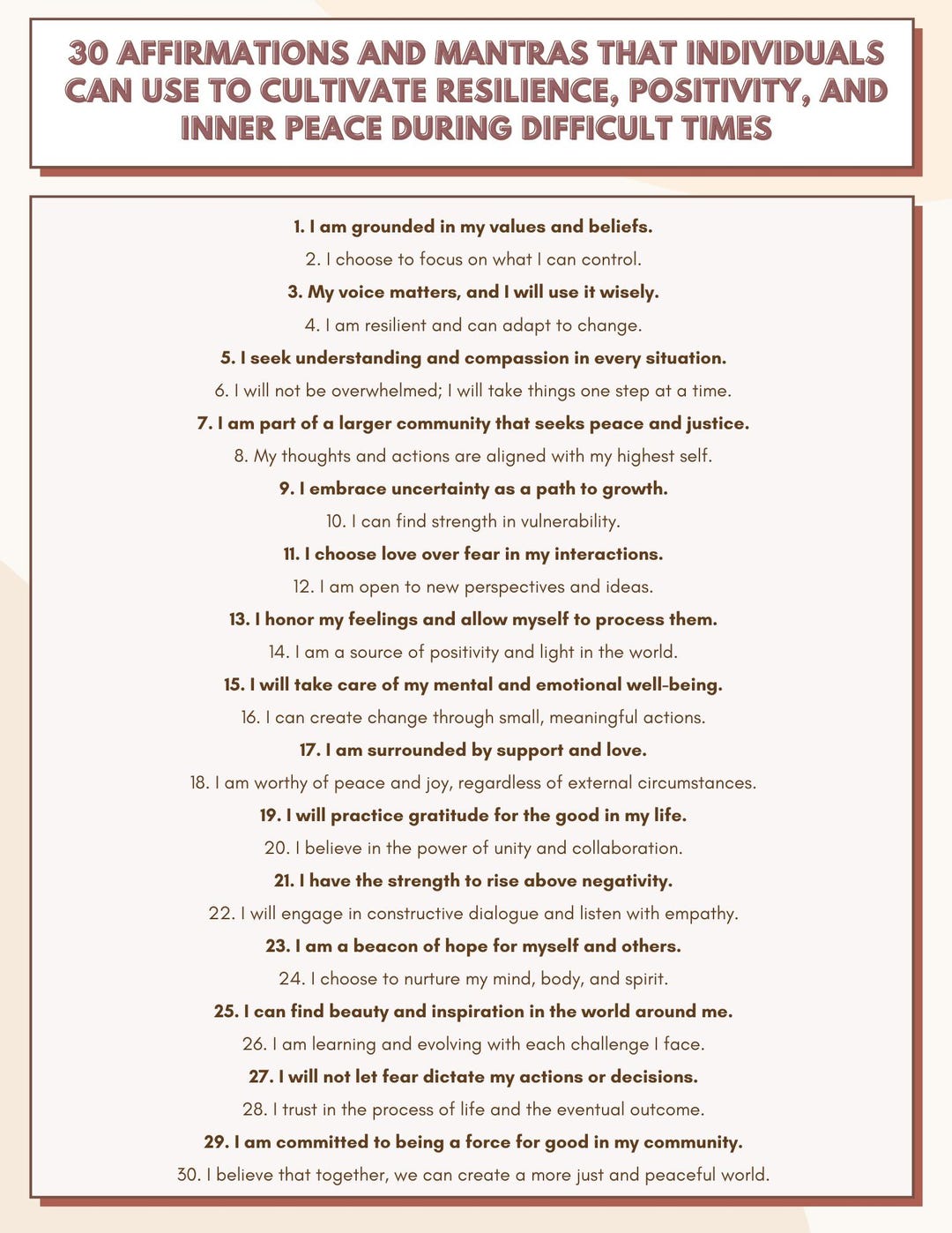 30 Affirmations and Mantras That Individuals Can Use to Cultivate ...