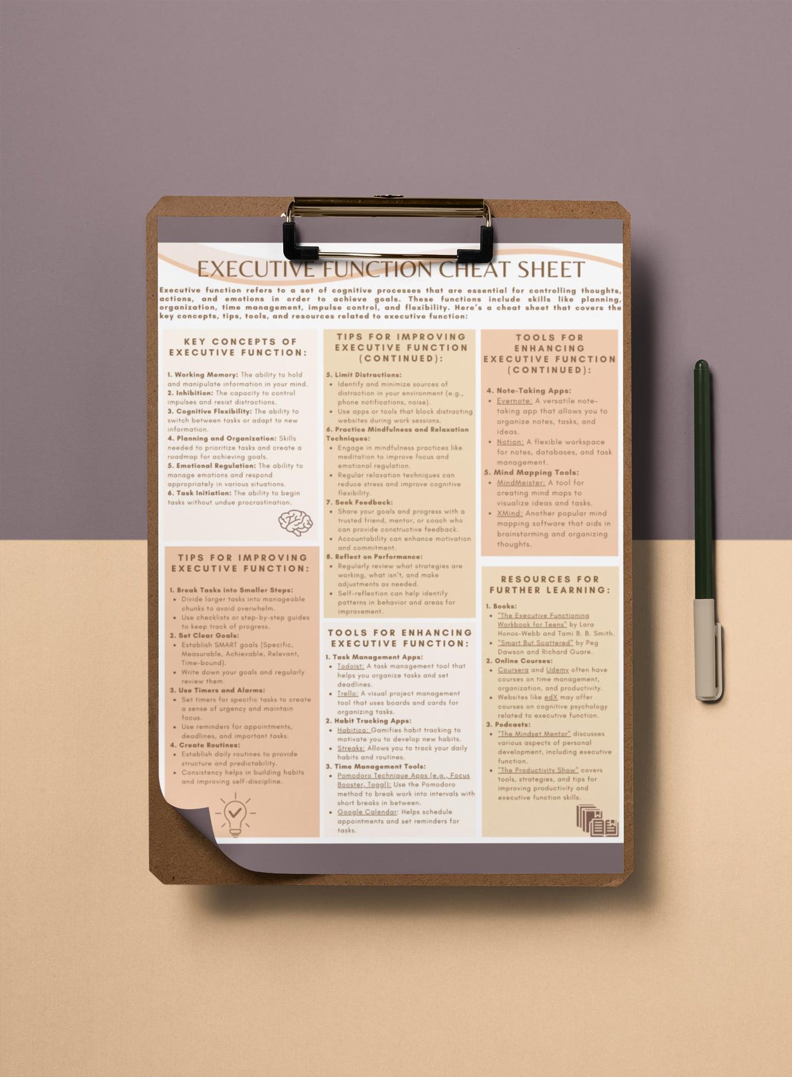 Executive Function Cheat Sheet ADHD Tools ADHD Resources Understanding Executive Function ...