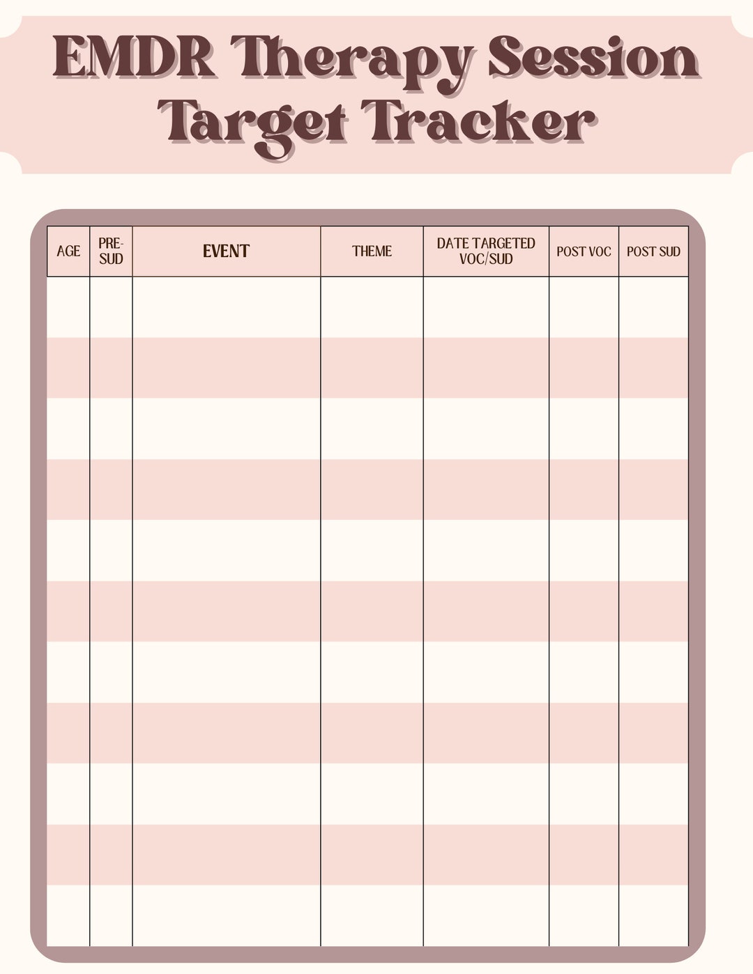 EMDR Therapy Session Tracker: Target Worksheet - Etsy