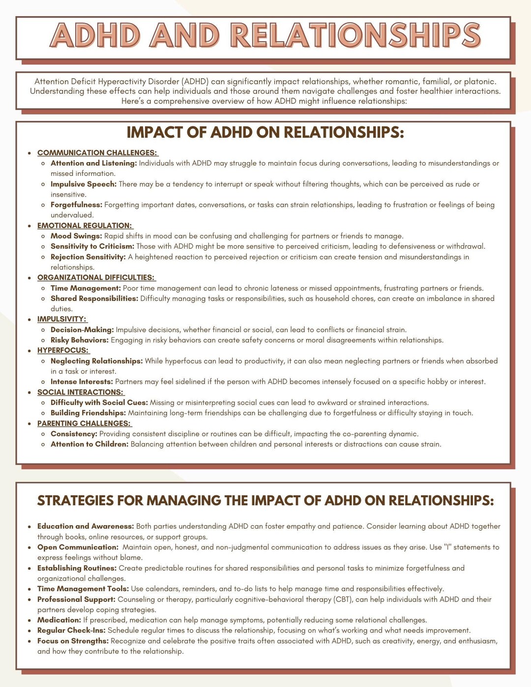 ADHD and Relationships; Attention Deficit Hyperactivity Disorder and ...