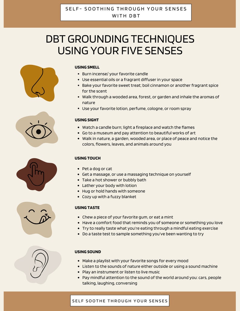 DBT Grounding Exercise Using Your Senses - Etsy