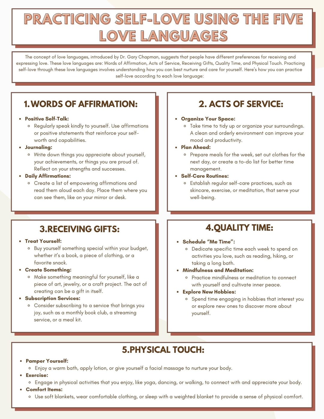 Practicing Self-love Using the Five Love Languages Five Love Languages ...