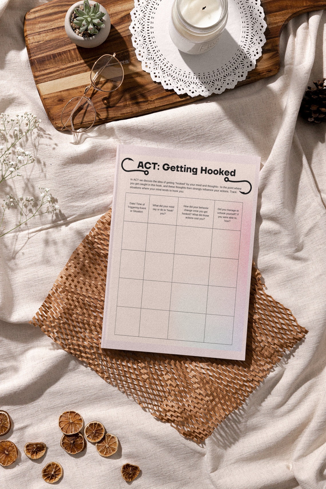 Acceptance and Commitment Therapy ACT Getting Hooked Tracker - Etsy